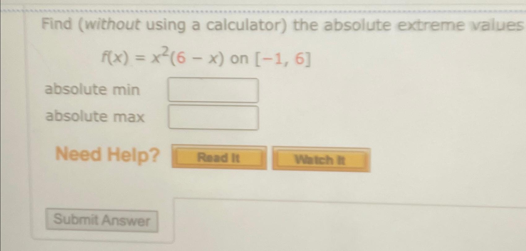 Solved Find (without using a calculator) ﻿the absolute | Chegg.com