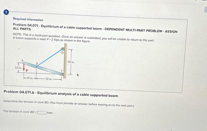 Solved ! Required information Problem 04.071 - Equilibrium | Chegg.com