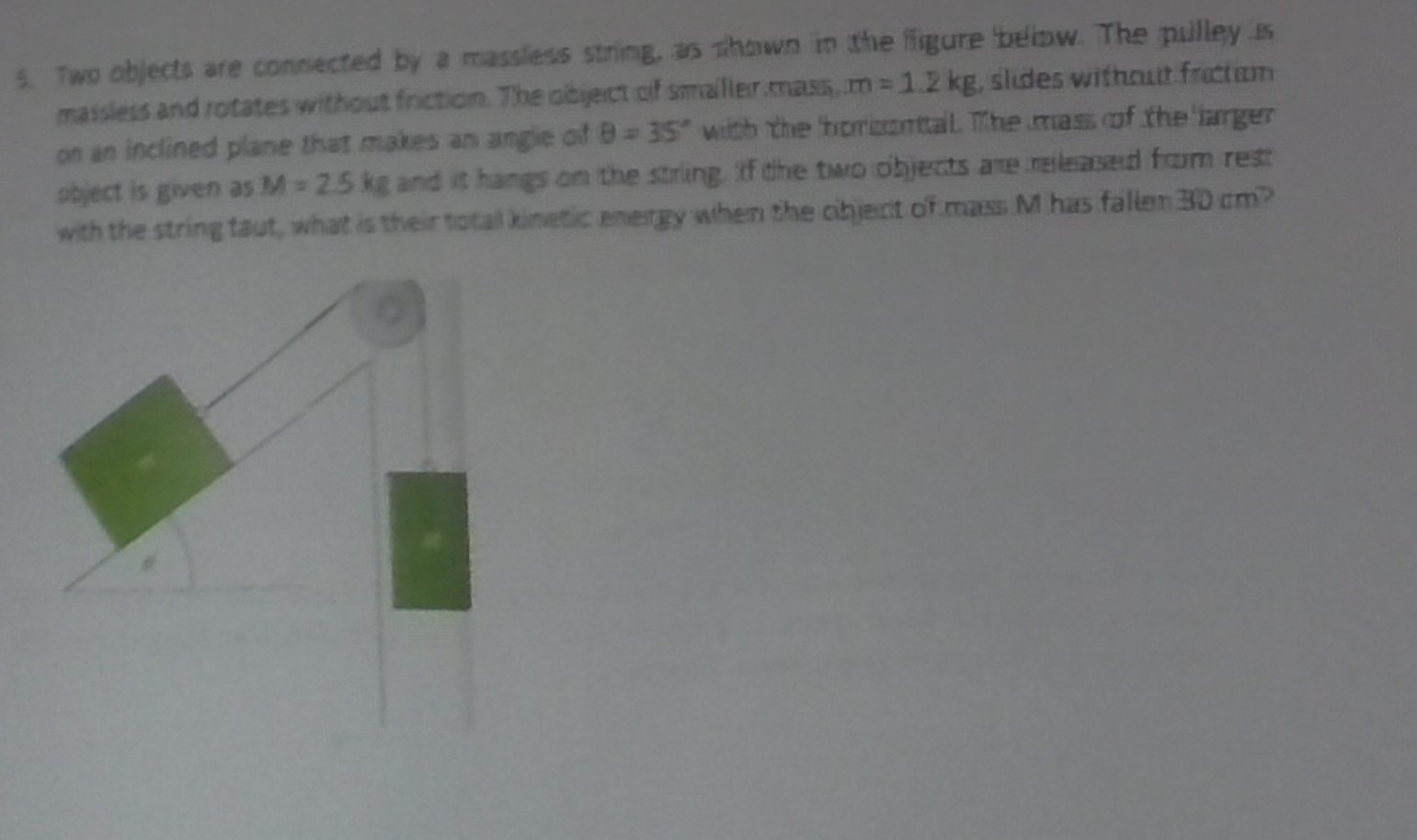 Solved Two abjects are connected by a massless string, as | Chegg.com
