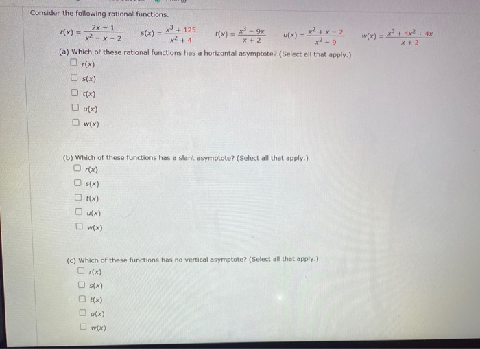 Solved Consider the following rational functions. 2x - 1 x3 | Chegg.com