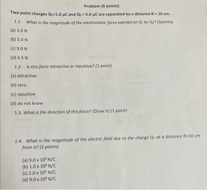 Solved Two point charges Q1=1.0μC and Q2=5.0μC are separated | Chegg.com
