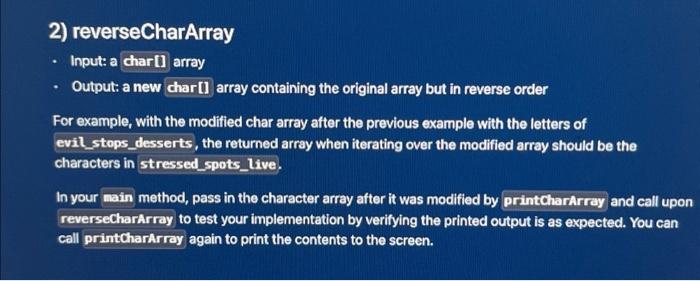Solved 2 Reversechararray Input A Array Output A New 2506