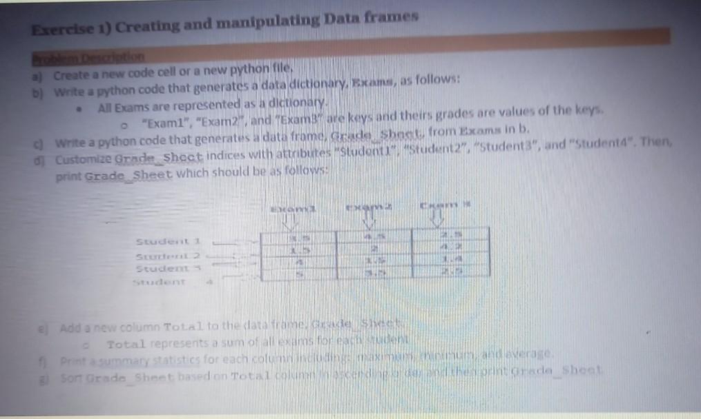 Solved Exercise 1) Creating and manipulating Data frames a) | Chegg.com