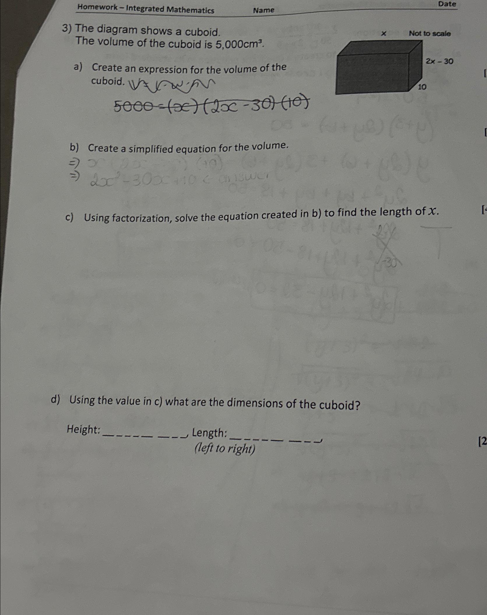 Solved Homework - ﻿Integrated MathematicsNameDateThe diagram | Chegg.com