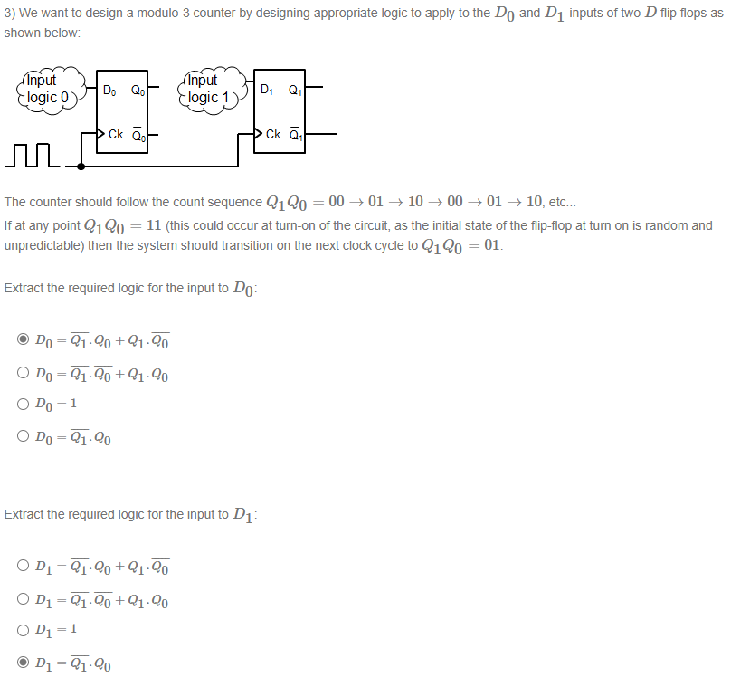 Solved We want to design a modulo-3 ﻿counter by designing | Chegg.com
