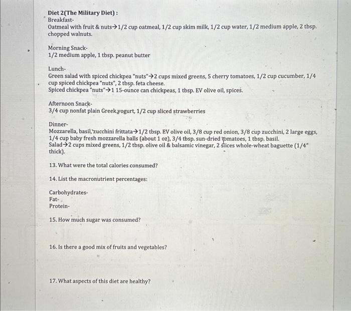 Solved Diet 1 (The Keto Diet): Breakfast- "Bulletproof | Chegg.com