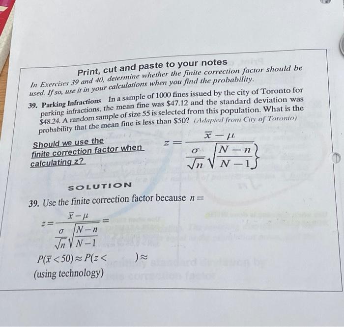 Solved 39. in a sample of 1000 fines issued by the city of | Chegg.com