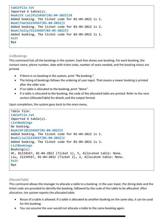 Solved please use python to build a simple table booking | Chegg.com