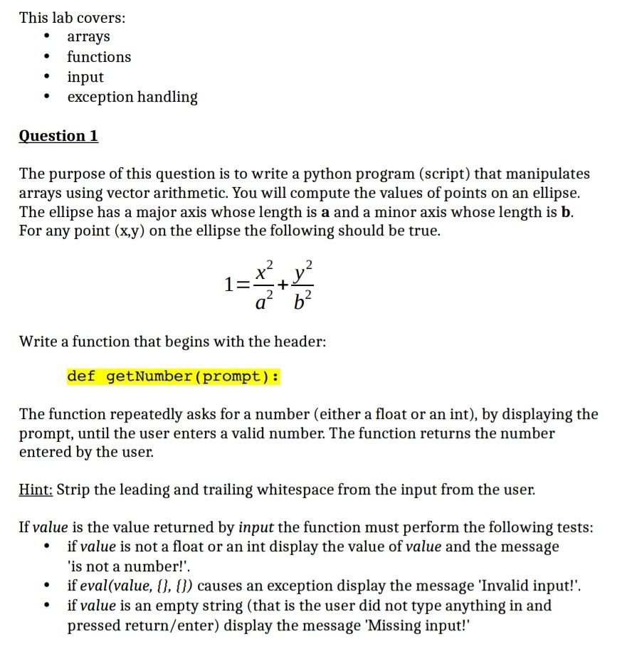 Solved This lab covers: - arrays - functions - input - | Chegg.com