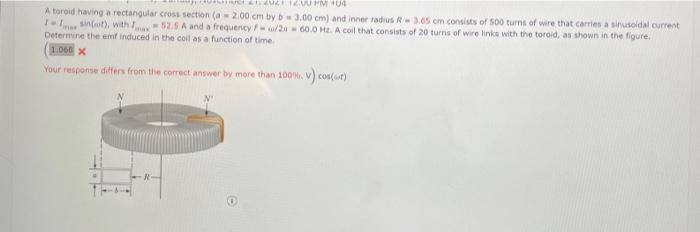 Solved AV H04 A toroid having a rectangular cross section (a | Chegg.com