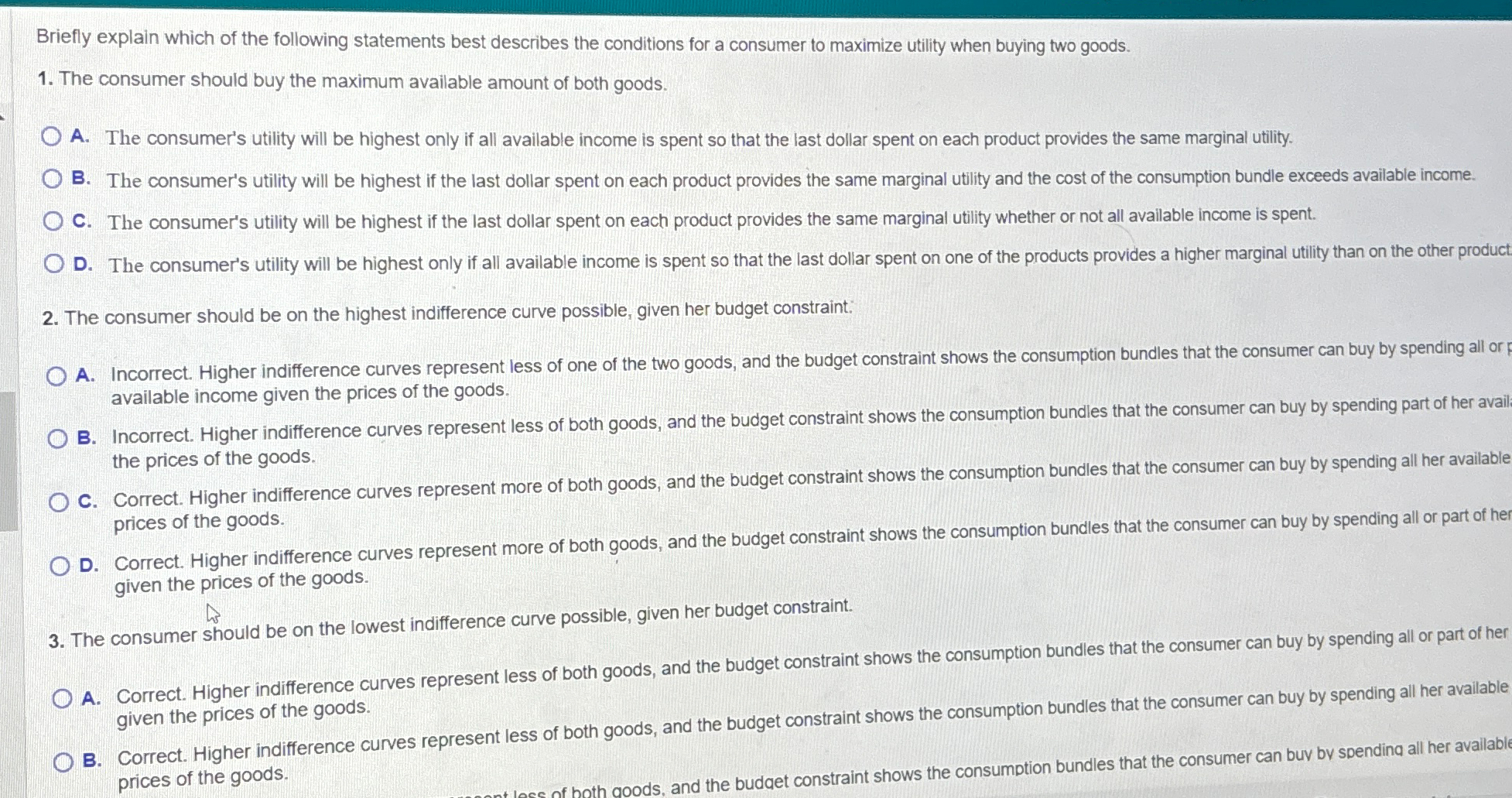 Solved Briefly explain which of the following statements | Chegg.com