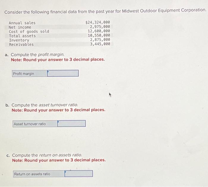 Solved Consider the following financial data from the past | Chegg.com