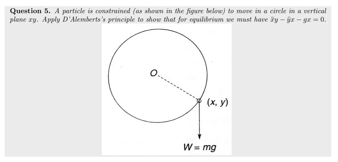 Solved Question 5. ﻿A particle is constrained (as shown in | Chegg.com