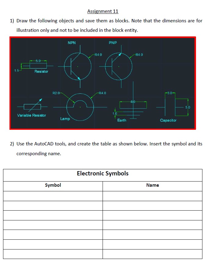 Assignment 111) ﻿Draw the following objects and save | Chegg.com