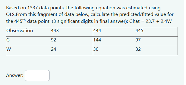Solved Based on 1337 ﻿data points, the following equation | Chegg.com