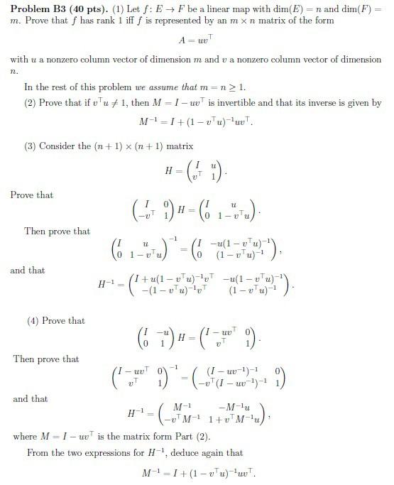 Solved Problem B3 (40 pts). (1) Let f:E→F be a linear map | Chegg.com