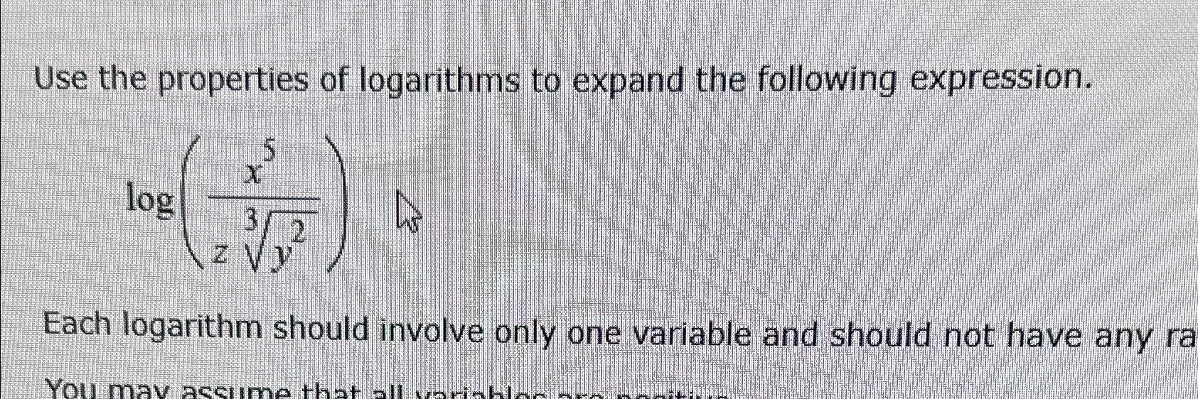 Solved Use the properties of logarithms to expand the | Chegg.com