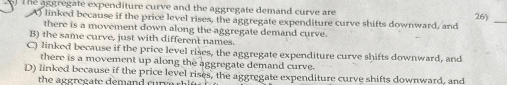 Solved The aggregate expenditure curve and the aggregate | Chegg.com