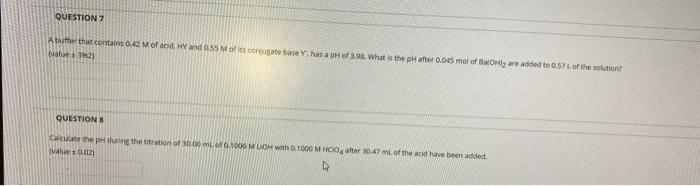 Solved QUESTION A buffer that contains 0.42 Mt of acid wands | Chegg.com