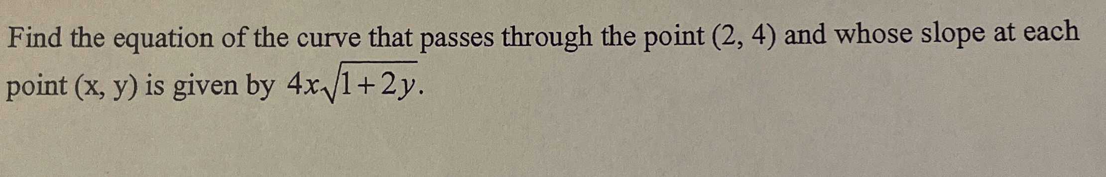 Solved Find the equation of the curve that passes through | Chegg.com