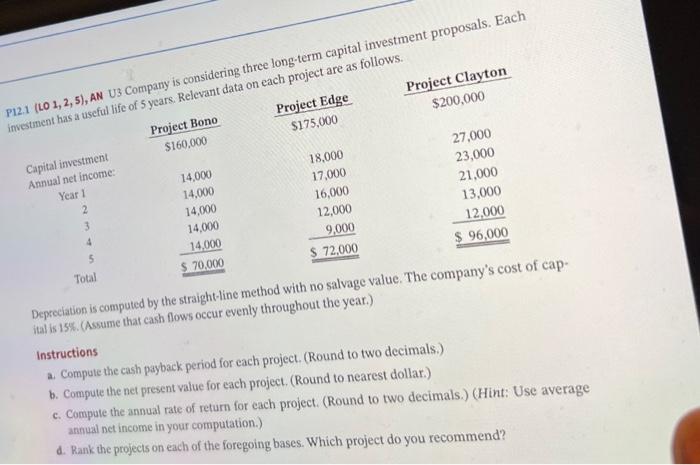 Solved Instructions b. Compute the net present value for | Chegg.com