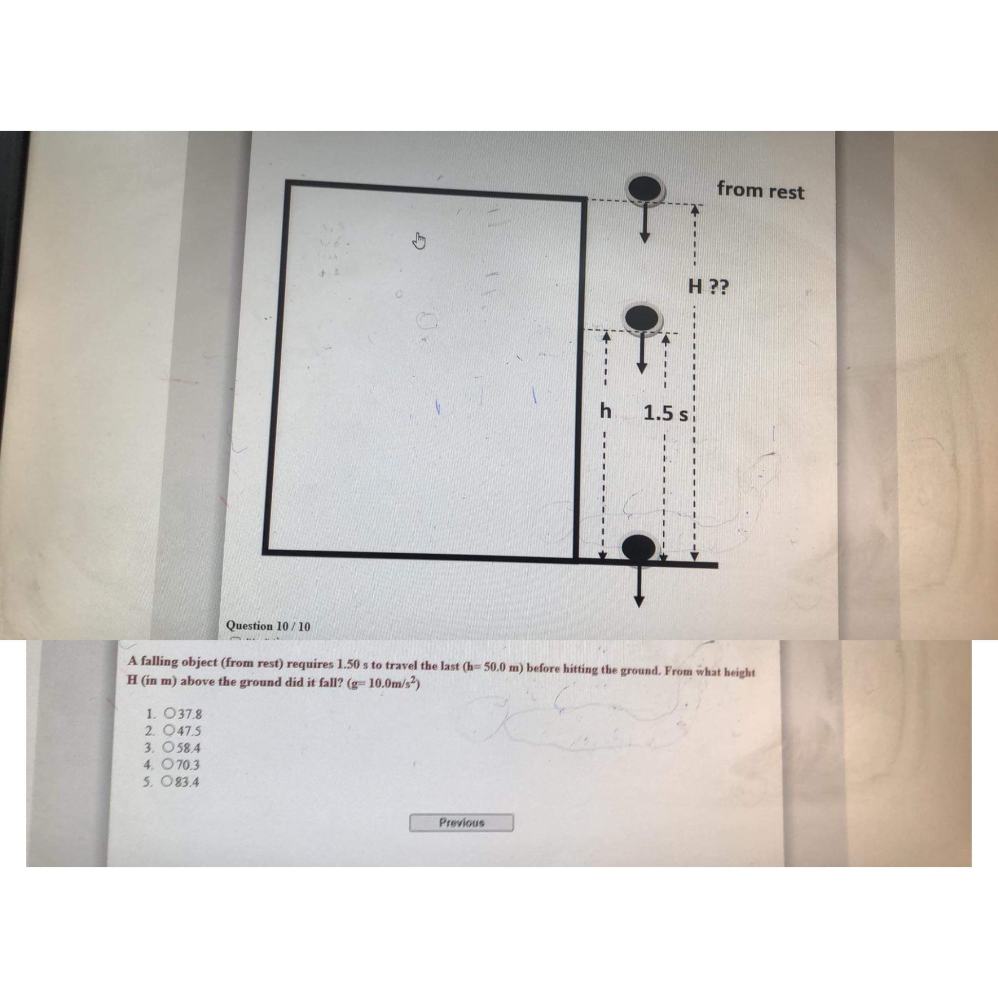 Solved Quesuvi ivi ivA falling object (from rest) ﻿requires | Chegg.com