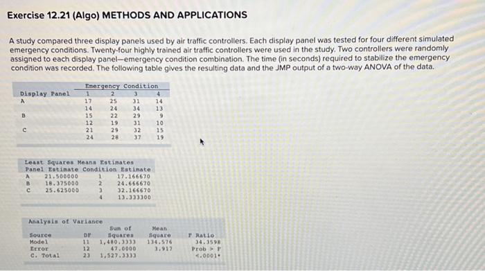 Solved (d) Make pairwise comparisons of display panels A, B, | Chegg.com