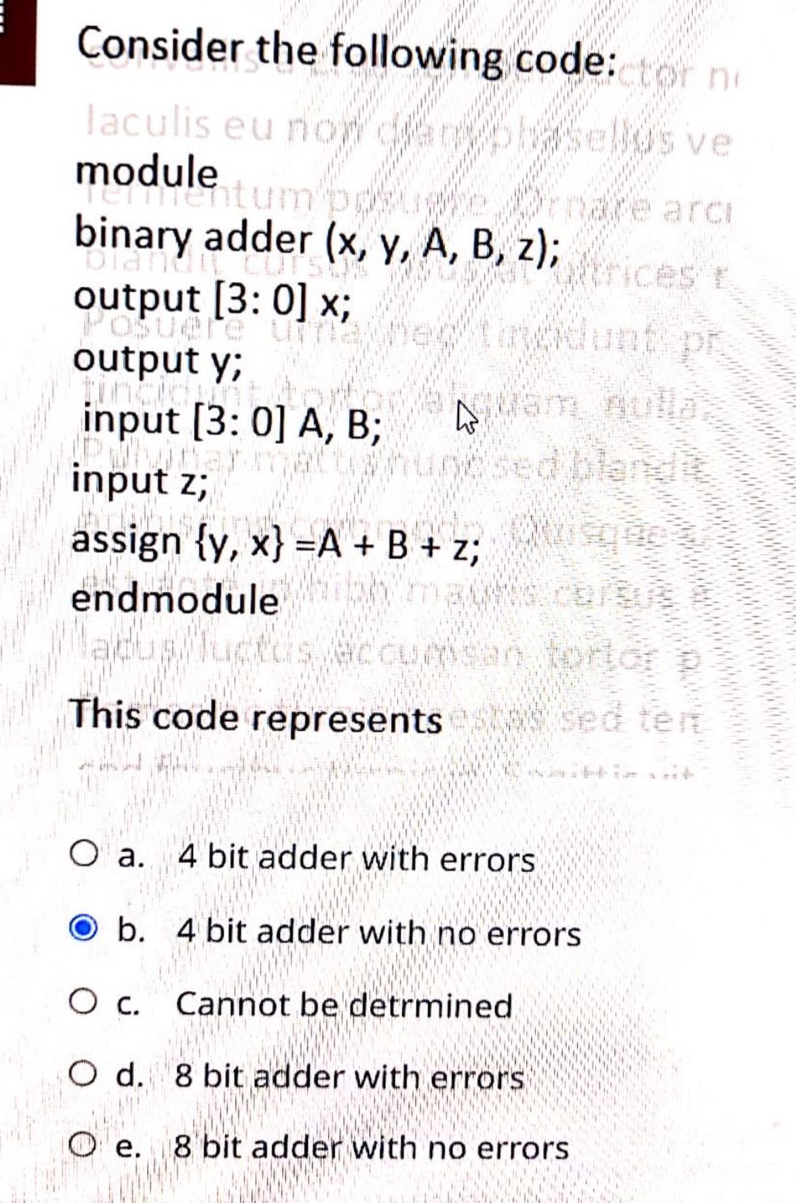 Solved Consider the following code:modulebinary adder | Chegg.com