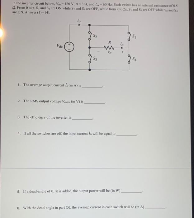 Solved In the inverter circuit below, V-120 V, R-32 and | Chegg.com