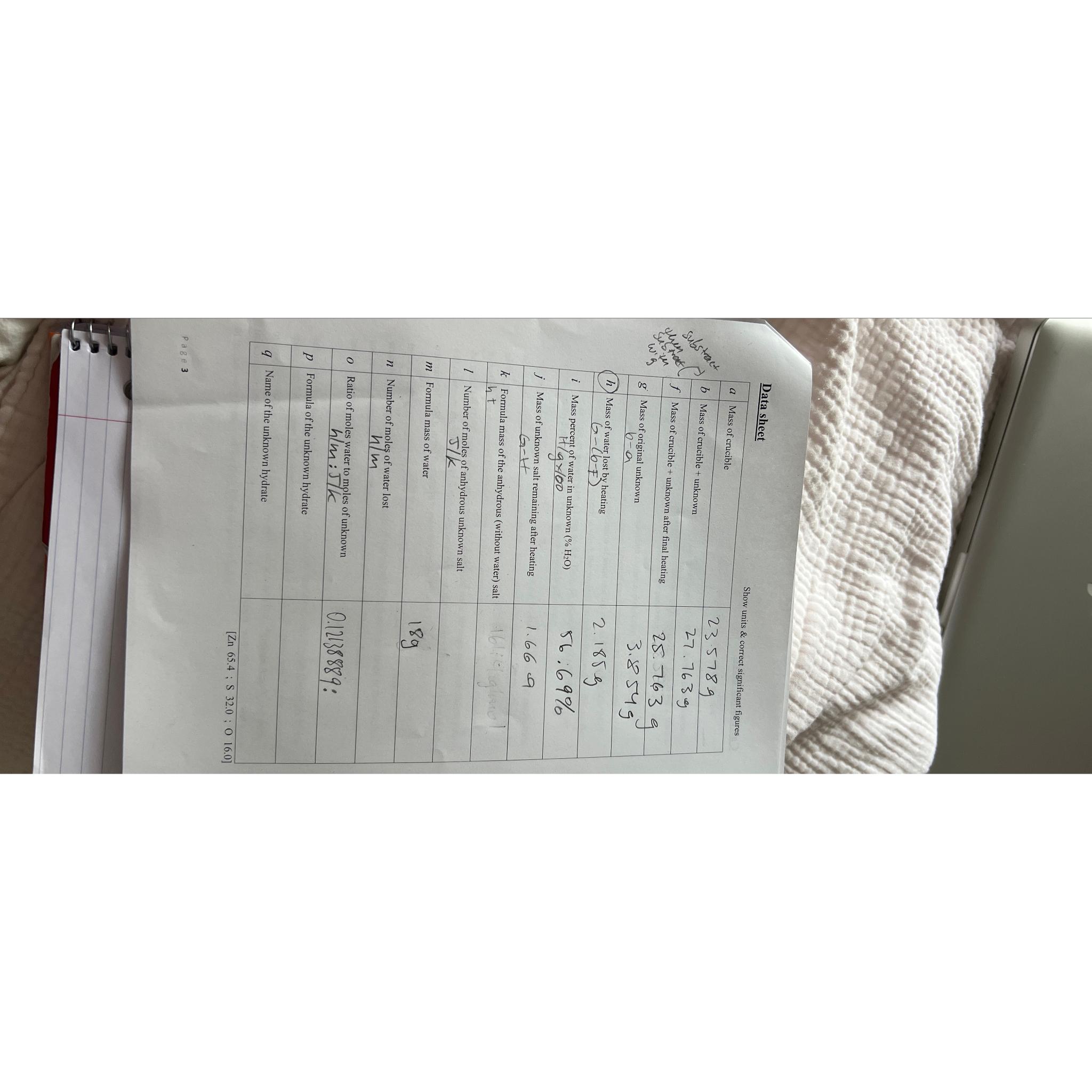 Solved Data sheet ?()Show units & correct significant | Chegg.com