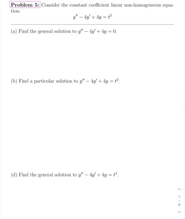 Solved Consider the constant coefficient linear | Chegg.com