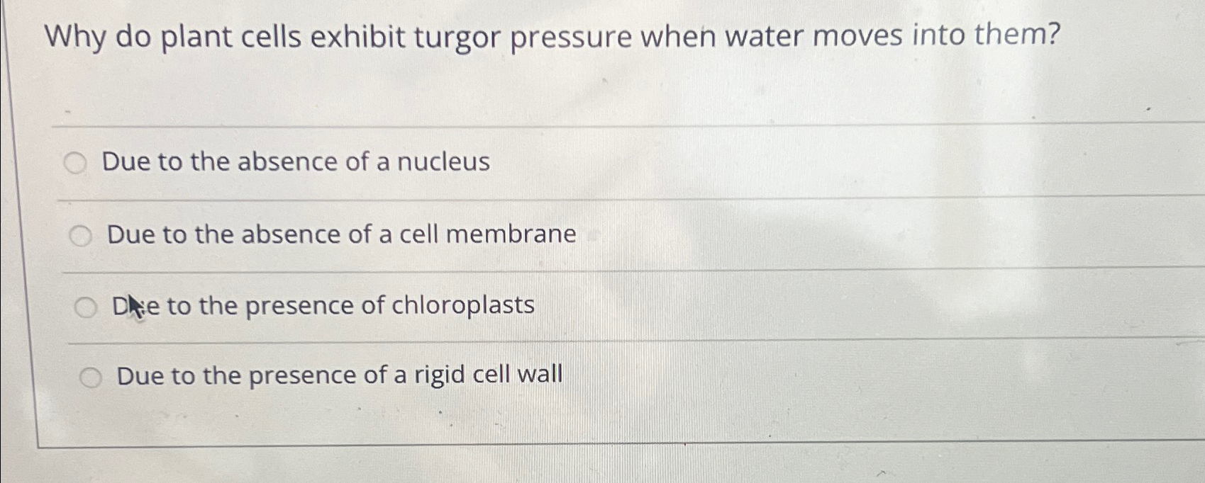 Solved Why do plant cells exhibit turgor pressure when water | Chegg.com