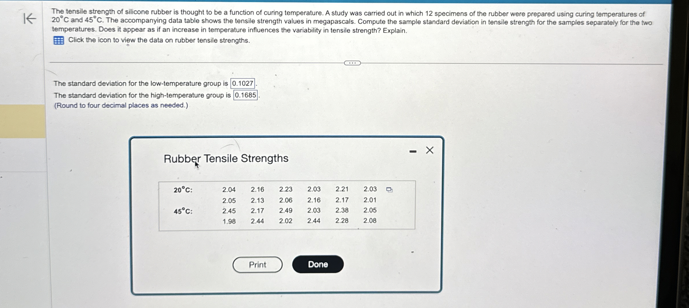 Solved The tensile strength of silicone rubber is thought to | Chegg.com