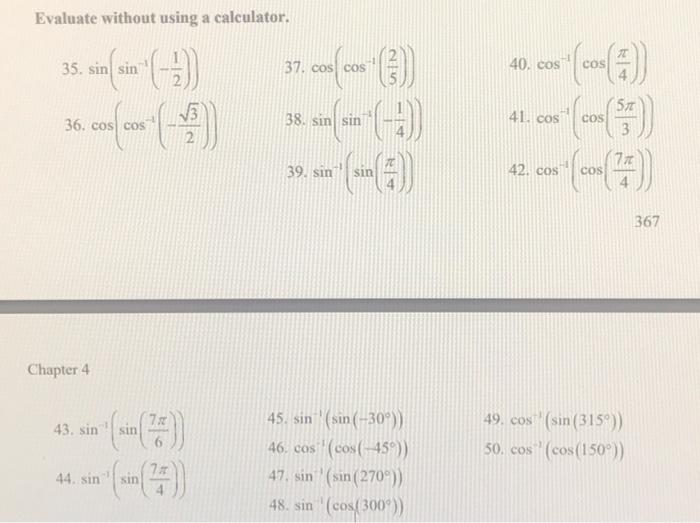 Solved Evaluate without using a calculator. 35. | Chegg.com