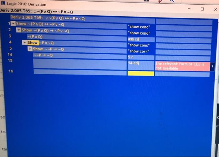 Solved х Logic 2010: Derivation Deriv 2.065 T65: :-(PN) | Chegg.com