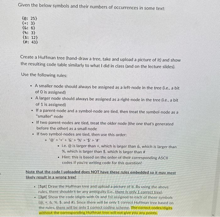Solved Given the below symbols and their numbers of | Chegg.com