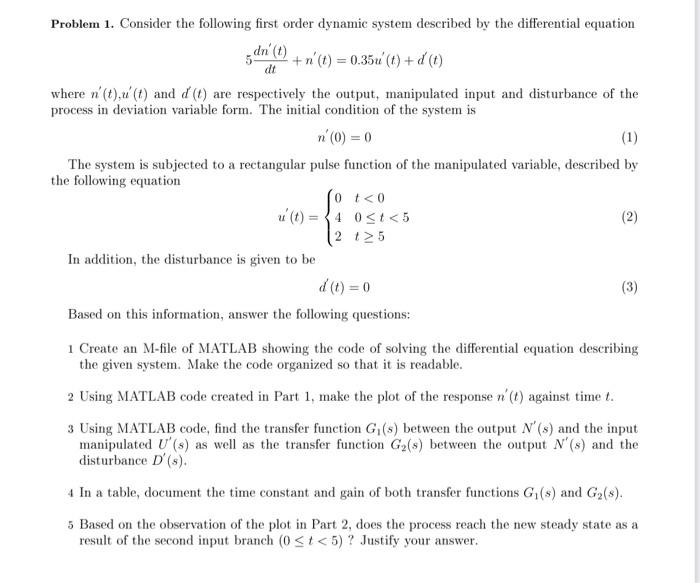 Solved I need step by step answers and a Matlab code file. I | Chegg.com