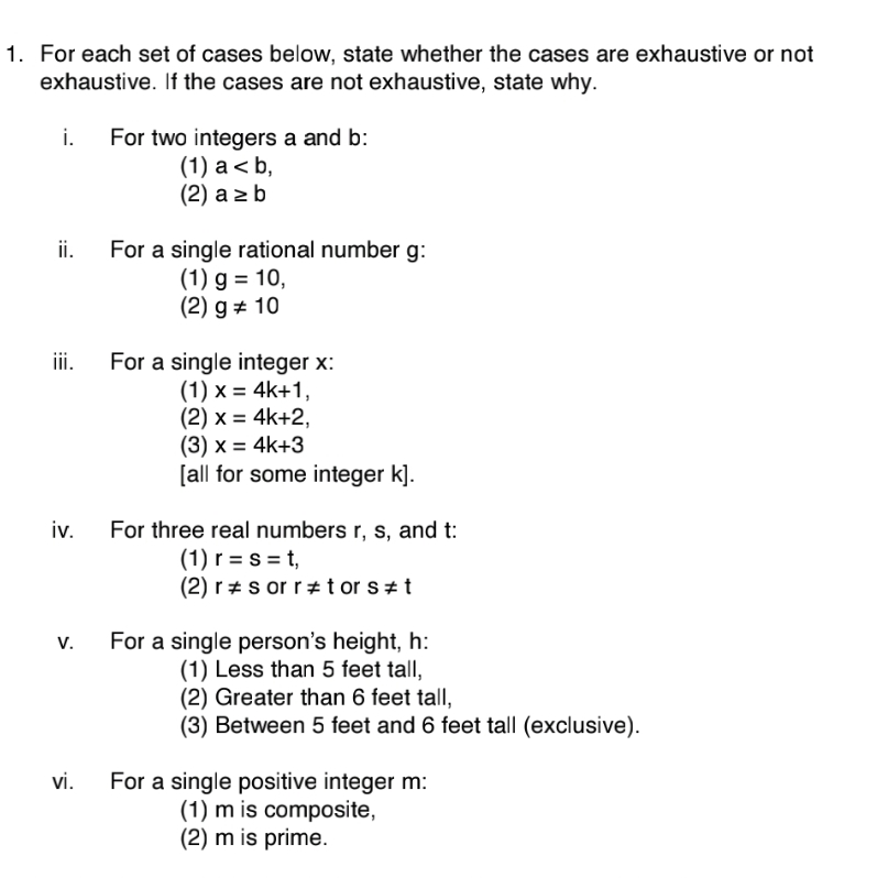 Solved For each set of cases below, state whether the cases | Chegg.com