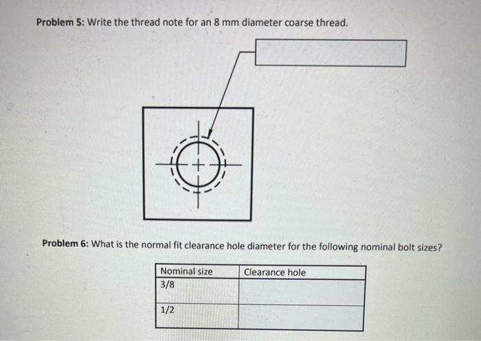 Solved Problem 4: For a ∅24 internal Metric thread, what are | Chegg.com