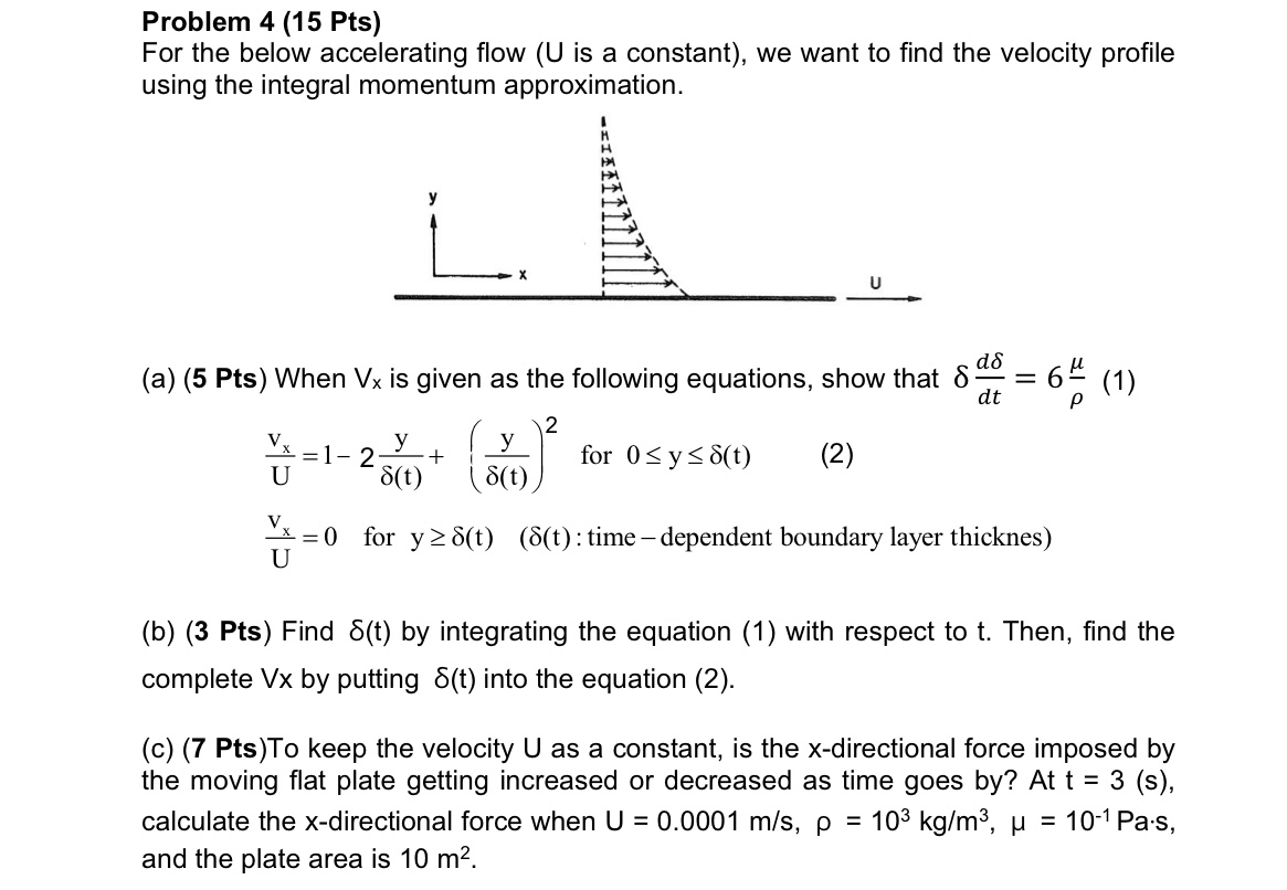 Solved For the below accelerating flow ( U ﻿is a constant), | Chegg.com