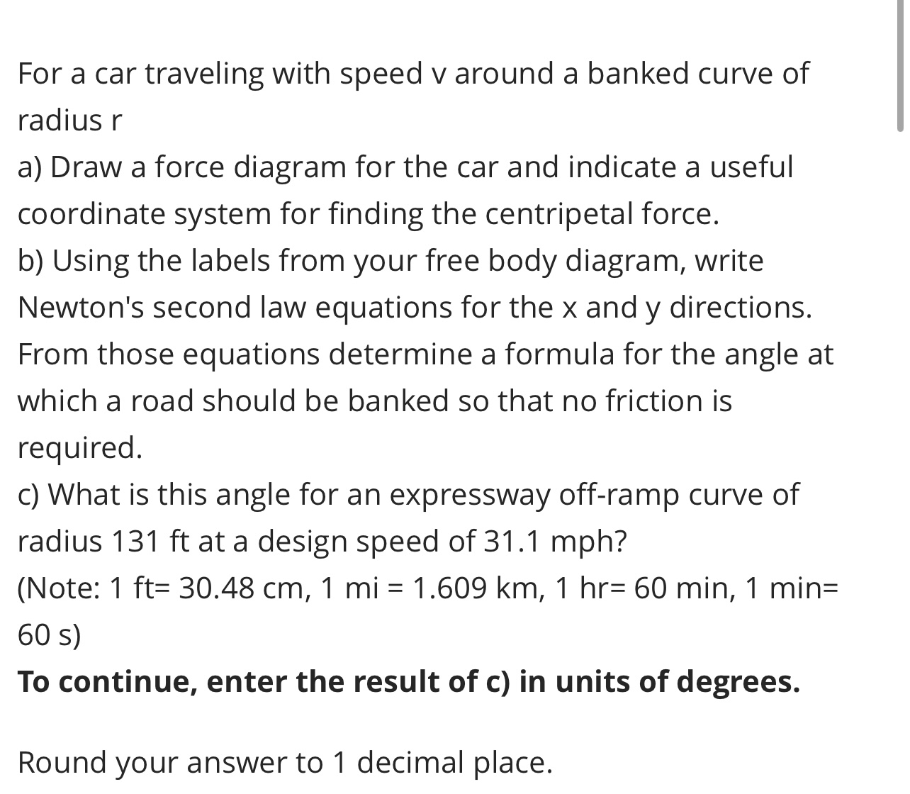 Solved For a car traveling with speed v ﻿around a banked | Chegg.com