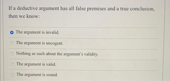 If a deductive argument has all false premises and a | Chegg.com