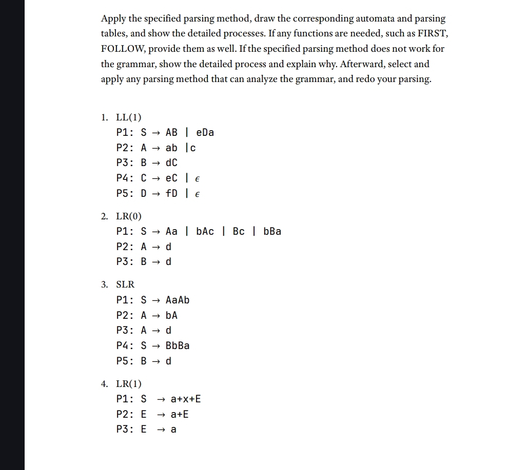 Solved Apply the specified parsing method, draw the | Chegg.com