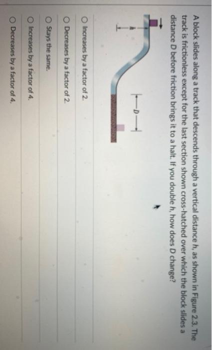 Solved A block slides along a track that descends through a | Chegg.com