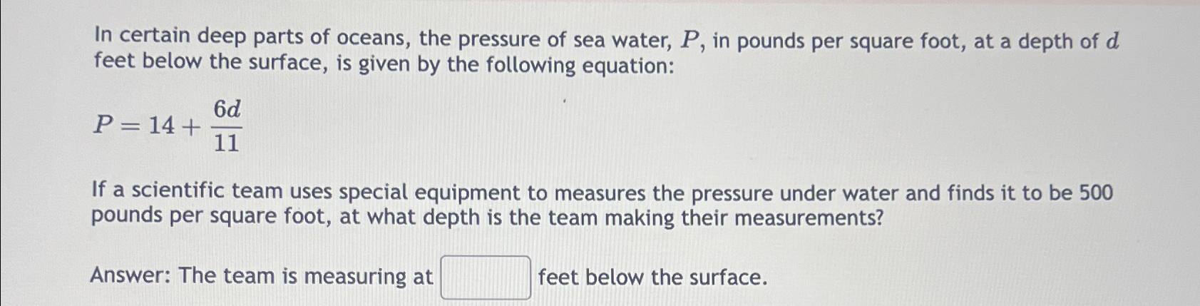 In certain deep parts of oceans, the pressure of sea | Chegg.com
