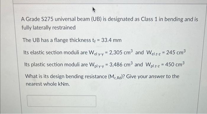 Solved A Grade S275 universal beam (UB) is designated as | Chegg.com
