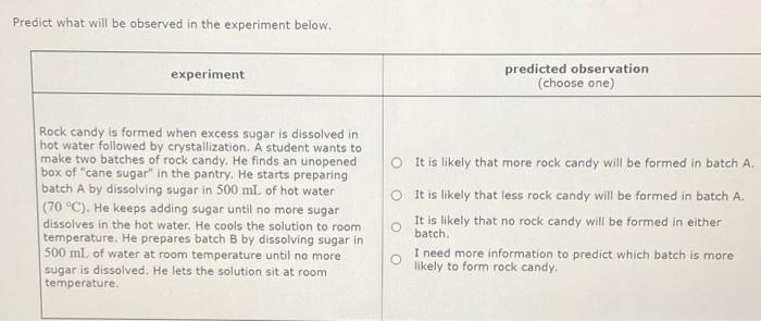 Solved Predict what will be observed in the experiment | Chegg.com