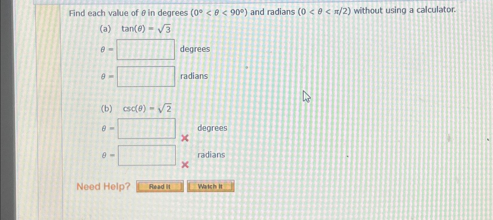 Solved Find each value of θ ﻿in degrees )