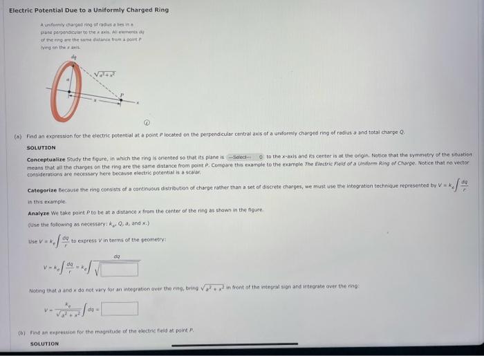 0Electric Potential Due to a Uniformly Charged Ring A | Chegg.com
