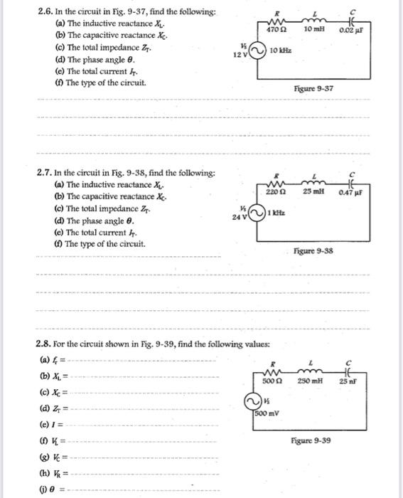 Solved 2.6. In the circuit in Fig. 9-37, find the following: | Chegg.com